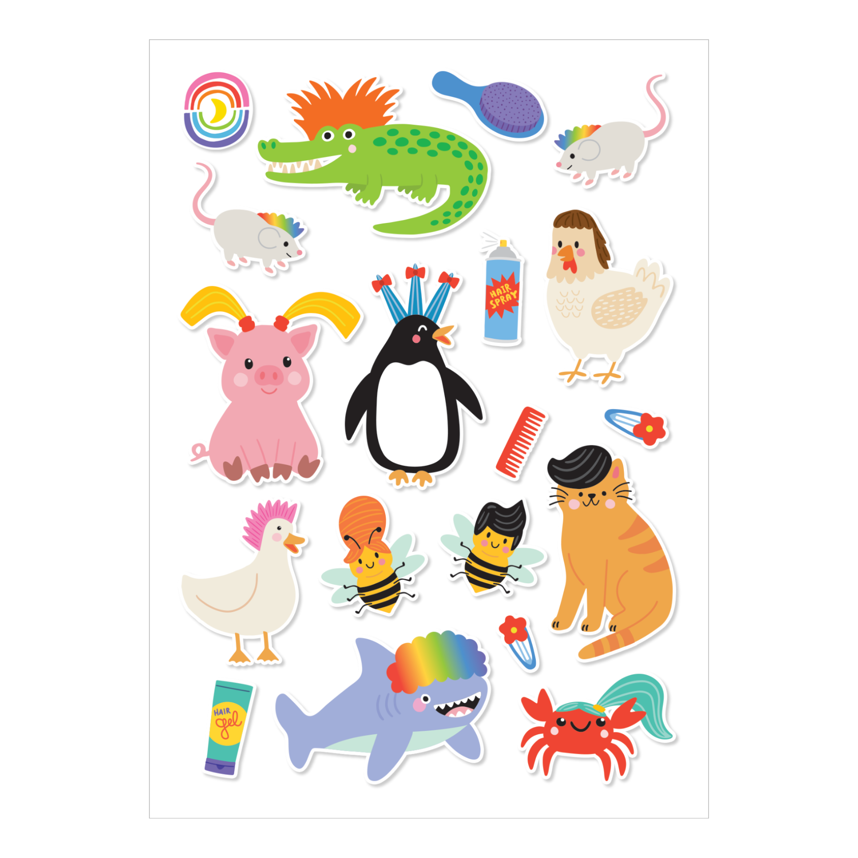 Hairdo Zoo Sticker Sheet