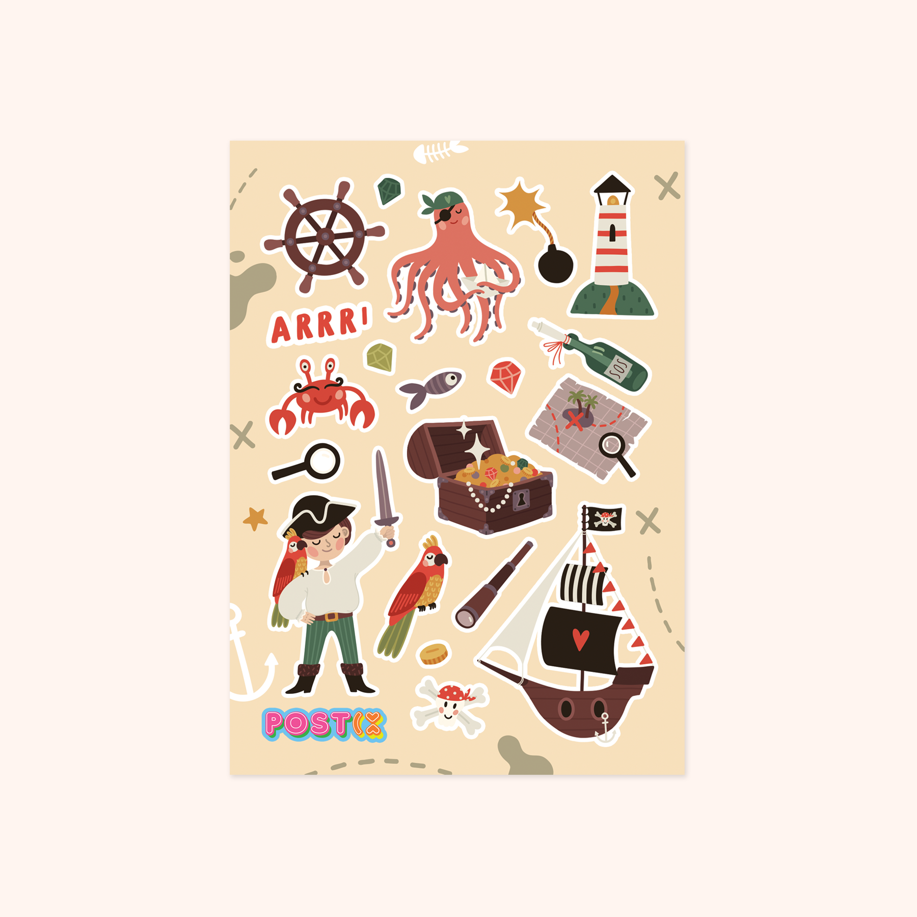 Pirate Treasure Hunt Adventure Sticker Sheet