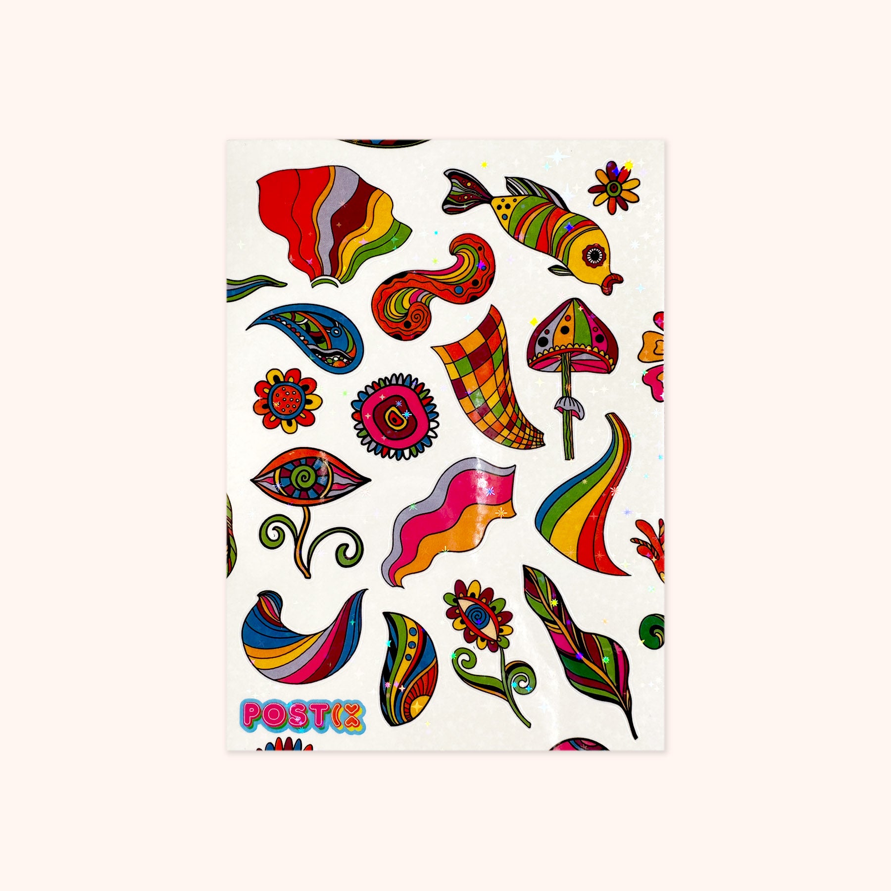 Kaleidoscope Psychedelic Shapes Hologram Sticker Sheet