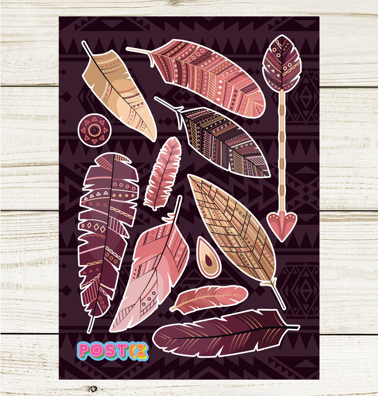 Aztec Feathers Sticker Sheet