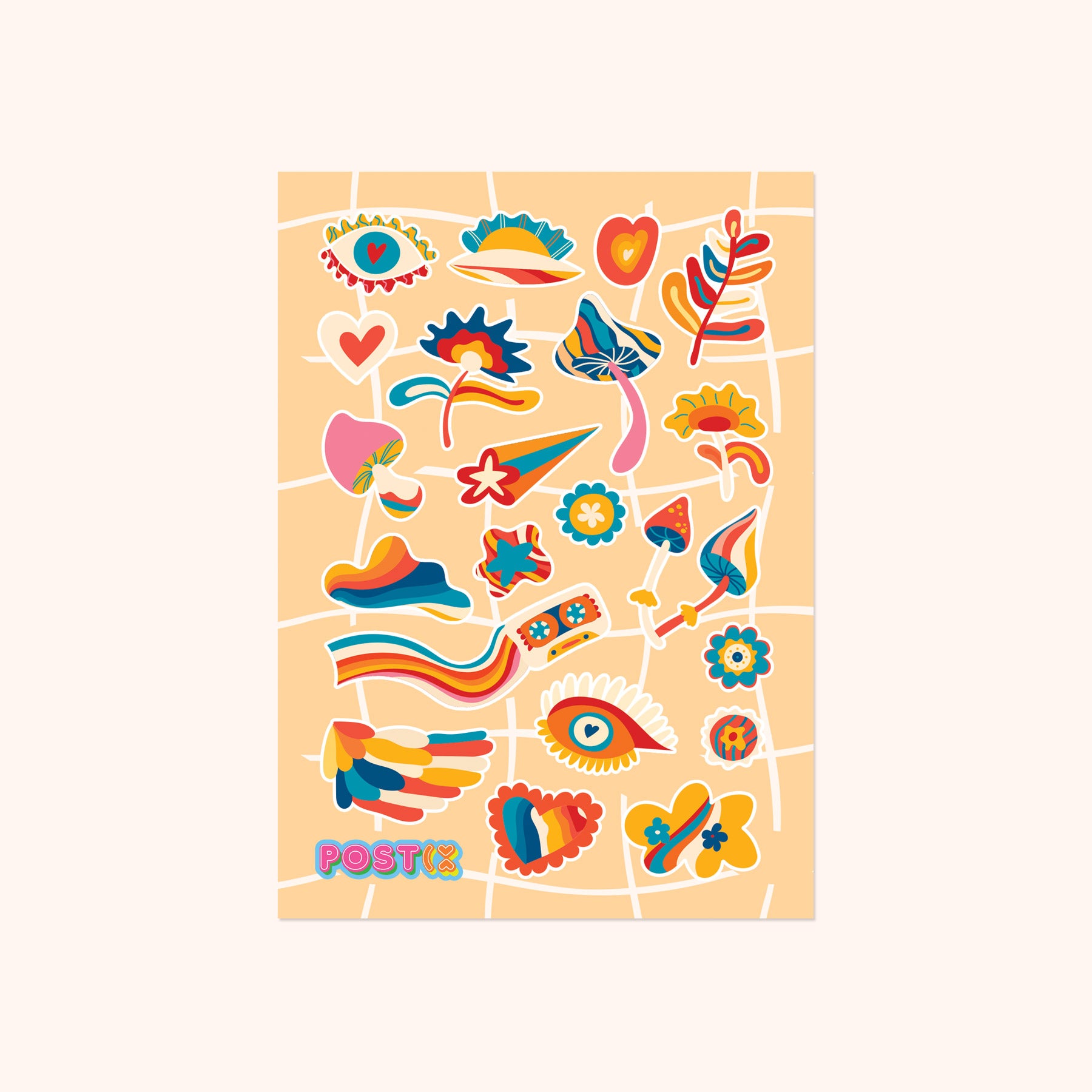 Hippy Rainbow Sticker Sheet